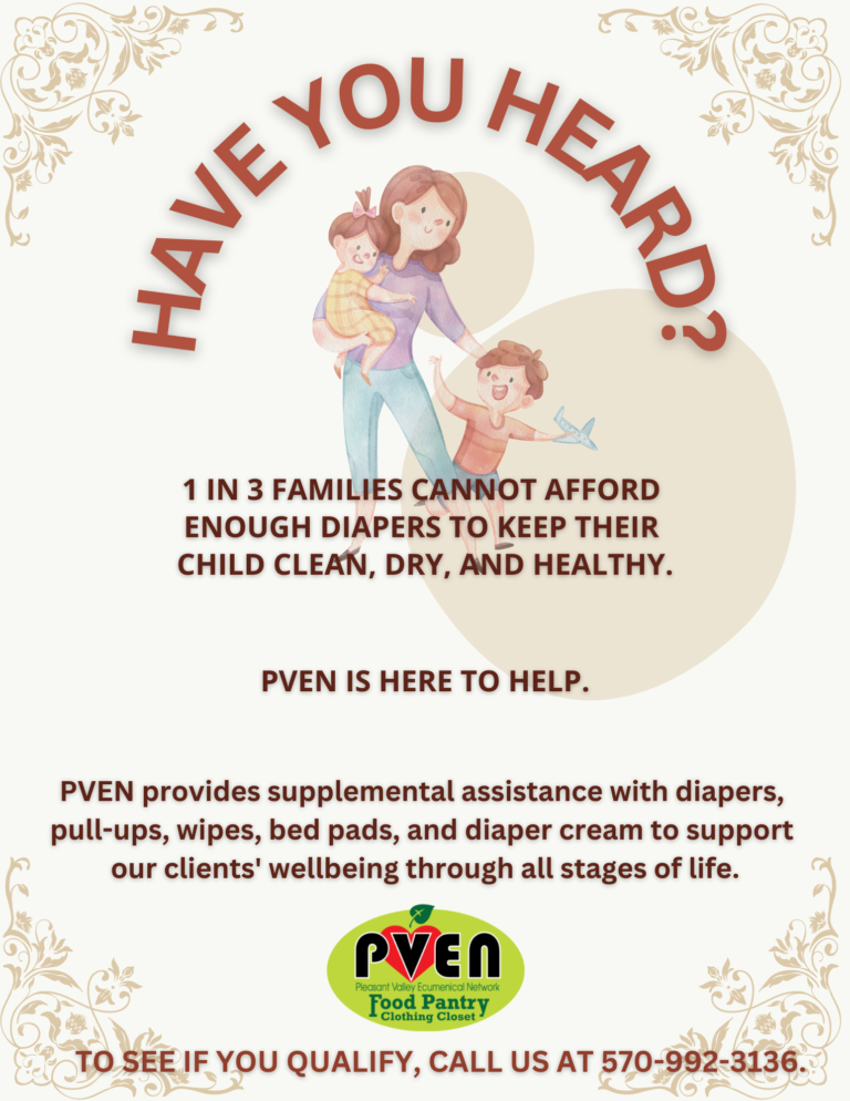 Feminine Products and Diaper Program - Pleasant Valley Ecumenical Network